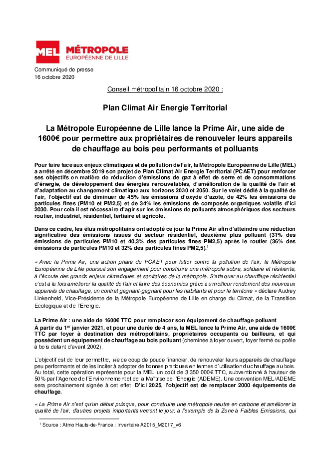 CP MEL Prime air | Métropole européenne de Lille