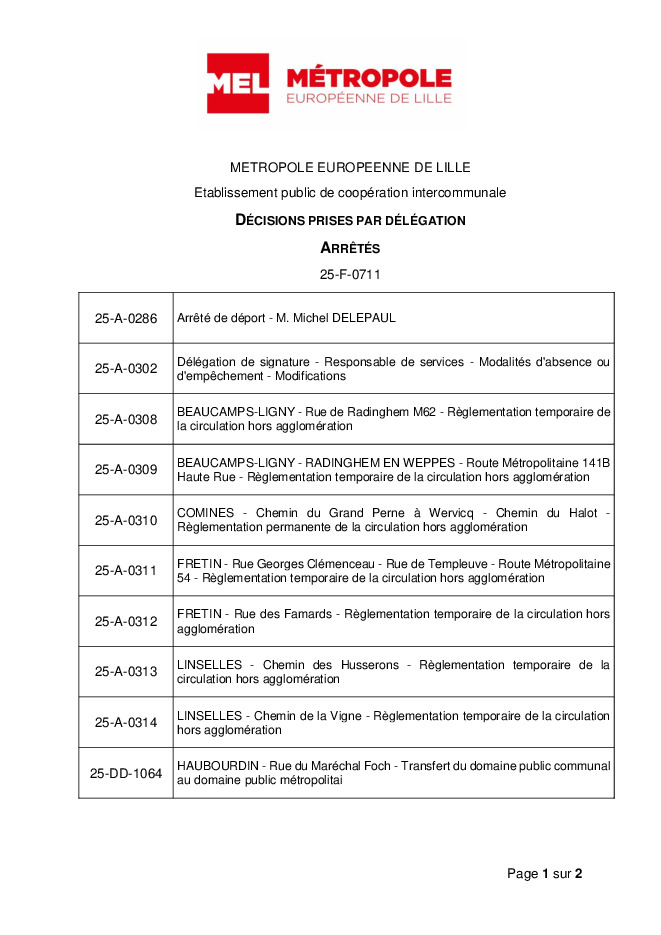 Fascicule N 711 du 17 octobre 2025 (.pdf) | Métropole européenne de Lille
